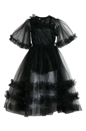 Sandy Liang Loon Ruffle Tulle Midi Dress