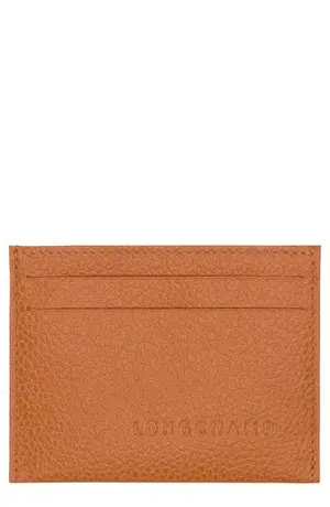 Longchamp Le Foulonné Leather Card Case - Amber