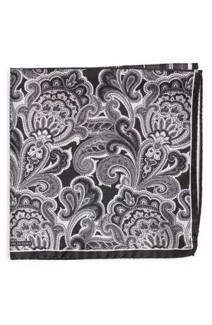 Nordstrom Shop 'three Panel' Silk Pocket Square Black