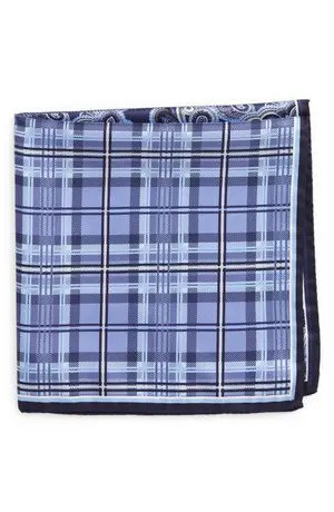 Nordstrom Shop 'three Panel' Silk Pocket Square Navy