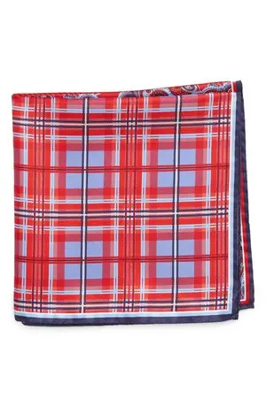 Nordstrom Shop 'three Panel' Silk Pocket Square Red