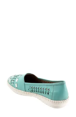 Trotters Rory Woven Flat - Aqua Blue/ Silver