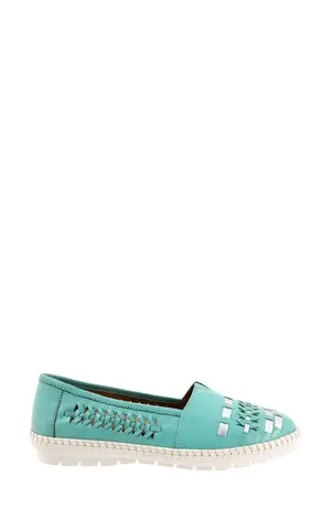 Trotters Rory Woven Flat - Aqua Blue/ Silver