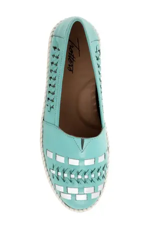Trotters Rory Woven Flat - Aqua Blue/ Silver