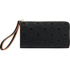 Mcm Klara Monogram Leather Zip Wristlet