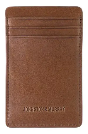 Johnston & Murphy Leather Money Clip Card Case - Tan