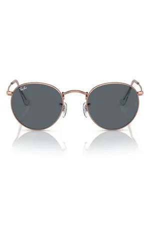 Ray-ban 47mm Round Sunglasses - Blue/ Rose Gold