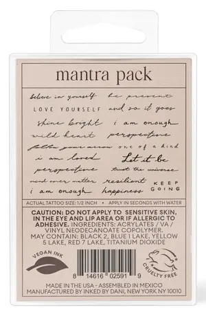 INKED BY DANI Mantra Pack Temporary Tattoos