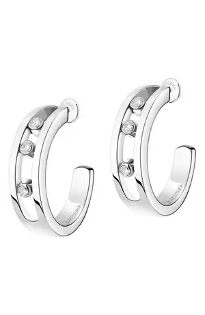 Messika Move Huggie Hoop Earrings - White Gold