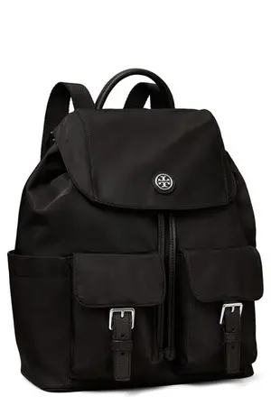 Tory Burch Flap Nylon Backpack - Black