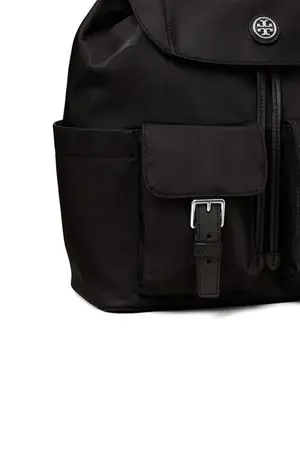 Tory Burch Flap Nylon Backpack - Black