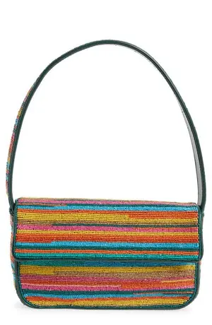 Staud Tommy Beaded Shoulder Bag - Sunset Stripe/ Coastal