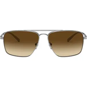 Versace 61mm Aviator Sunglasses - Gunmetal/brown Gradient