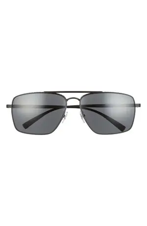 Versace 61mm Aviator Sunglasses Matte Black/ Dark Grey