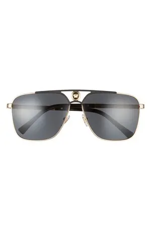 Versace 61mm Aviator Sunglasses Matte Black/gold