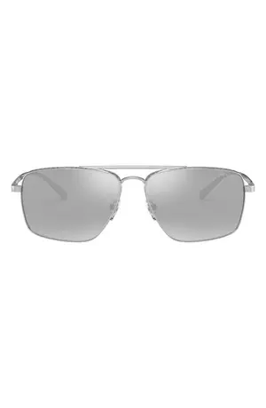 Versace 61mm Aviator Sunglasses Silver/ Grey Silver Mirror