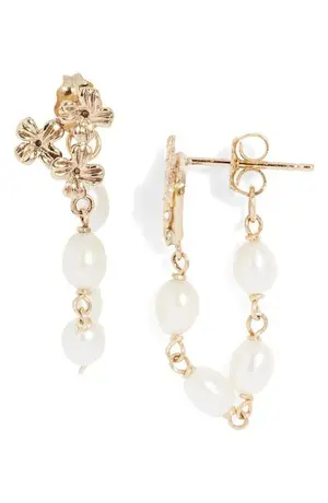 POPPY FINCH Blossom Keshi Pearl Hoop Earrings - 14k Yellow Gold
