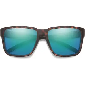 SMITH Emerge 60mm Polarized Rectangle Sunglasses - Matte Tortoise / Opal Mirror