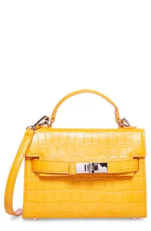 Steve Madden Dignify Croc Embossed Crossbody Bag Mustard