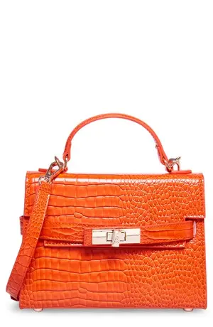 Steve Madden Dignify Croc Embossed Crossbody Bag Orange