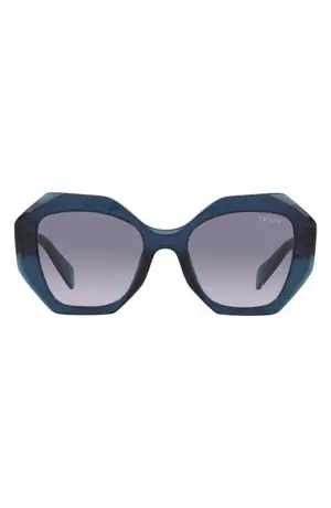 Prada 53mm Irregular Sunglasses Blue / Light Violet Gr Blue