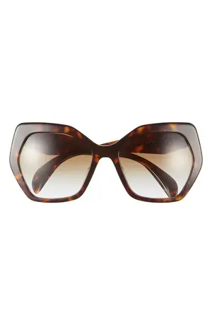 Prada 53mm Irregular Sunglasses Tortoise/ Brown Gradient