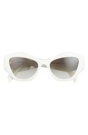 Prada 53mm Irregular Sunglasses White/ Grey Gradient