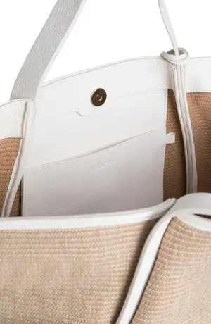 Akris Medium Alex Raffia And Leather Shopper - Nature/ White