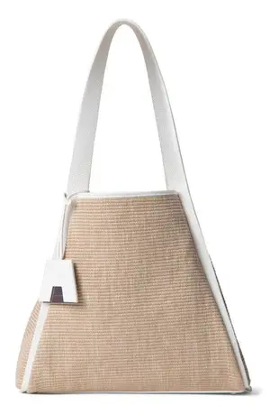 Akris Medium Alex Raffia And Leather Shopper - Nature/ White
