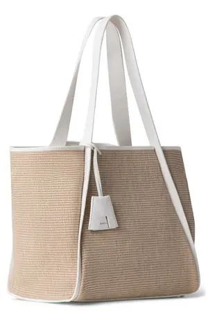 Akris Medium Alex Raffia And Leather Shopper - Nature/ White