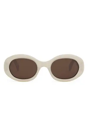 Celine Triomphe 52mm Oval Sunglasses Ivory / Brown
