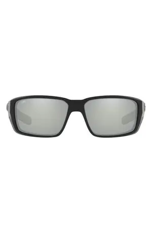 COSTA DEL MAR Costa Del Mar 60mm Polarized Rectangle Sunglasses Black Grey