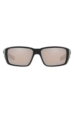 COSTA DEL MAR Costa Del Mar 60mm Polarized Rectangle Sunglasses Black Silver