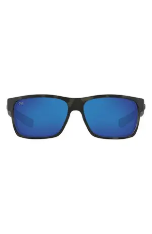 COSTA DEL MAR 60mm Polarized Rectangle Sunglasses - Blue Grey