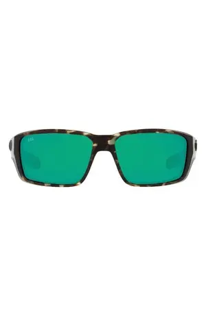 COSTA DEL MAR Costa Del Mar 60mm Polarized Rectangle Sunglasses Brown Green