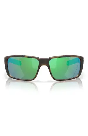 COSTA DEL MAR Costa Del Mar 60mm Polarized Rectangle Sunglasses Matte Tortoise/ Green 580g