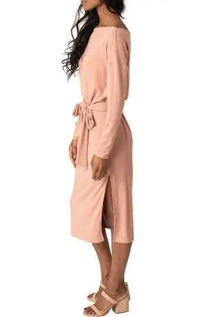 GIBSONLOOK One-shoulder Long Sleeve Midi Sweater Dress