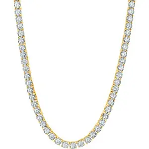 CRISLU Cubic Zirconia Tennis Necklace - 18kt Yellow Gold