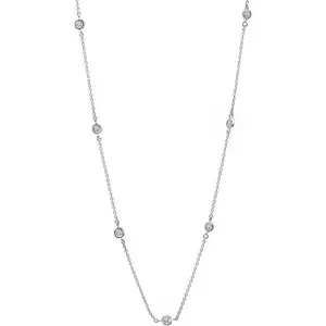 CRISLU Cubic Zirconia Bezel Station Necklace - Platinum