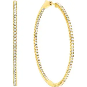 CRISLU Large Pavé Cubic Zirconia Hoop Earrings - 18kt Yellow Gold