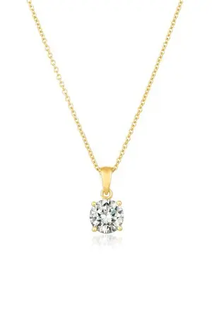 CRISLU Round Cubic Zirconia Pendant Necklace - 18kt Yellow Gold