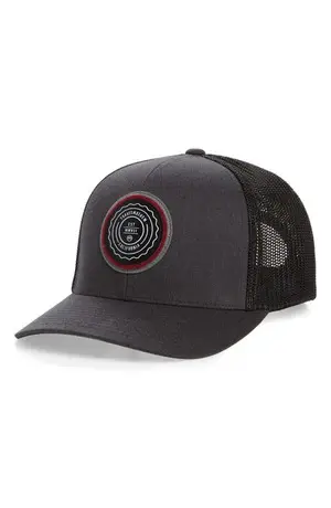 Travis Mathew Patch Trucker Hat - Heather Grey Pinstripe