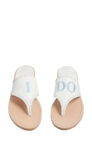 Jack Rogers Embroidered Thong Sandal - White/ White/ Light Blue