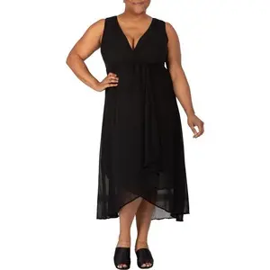 STANDARDS & PRACTICES Faux-wrap Midi Dress - Black