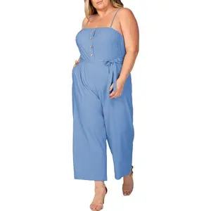STANDARDS & PRACTICES Tie Waist Sleeveless Jumpsuit - Bleach Blue