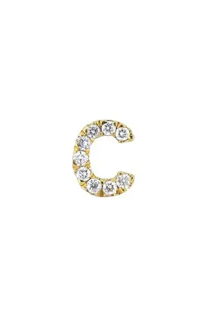 Bony Levy Icon Diamond Initial Single Stud Earring - 18k Yellow Gold - C