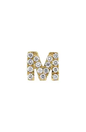 Bony Levy Icon Diamond Initial Single Stud Earring - 18k Yellow Gold - M