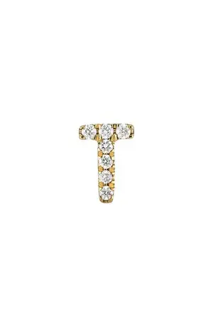 Bony Levy Bony Levy Icon Diamond Initial Single Stud Earring 18k Yellow Gold - T