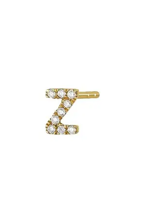 Bony Levy Icon Diamond Initial Single Stud Earring - 18k Yellow Gold - Z
