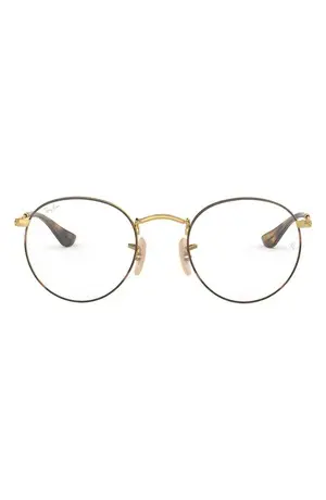 Ray-ban Ray-Ban Round Frame Eyeglasses Gold/ Havana